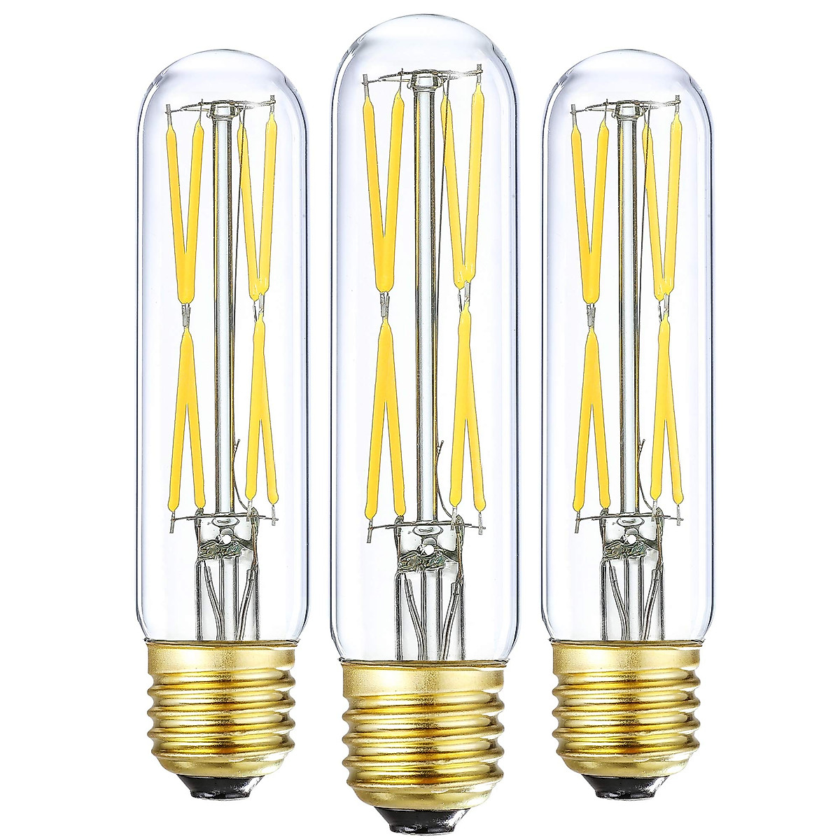 XININSUN T10 Led Bulb, 8W Dimmable Led Tubular Bulbs, 75-100 Watt Equivalent,4000K Daylight, 850lm, Clear Glass, E26 Base Lamp Bulb, for Cabinet Display Cabinet etc,No Flicker,3 Pack.