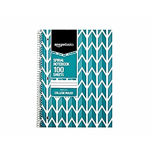 Amazon Basics College Ruled Wirebound Spiral Notebook, 100 Sheet - 5-Pack, Assorted Lattice Pattern Colors