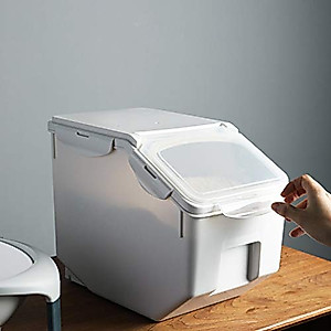YARNOW Rice Storage Containers Rice Storage Bin Dog Food Containers for Rice Grain Cereal Oatmeal Sugar Nuts Beans (Size S, Grey)