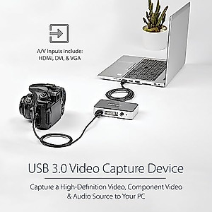 StarTech.com HDMI Video Capture Device - 1080p - 60fps Capture Card - USB Video Recorder - with HDMI DVI VGA, TAA (USB3HDCAP)