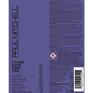 Paul Mitchell Platinum Blonde Purple Toning Spray, Cools Brassiness, Eliminates Warmth, For Color-Treated Hair + Naturally Light Hair Colors, 5.1 Fl Oz