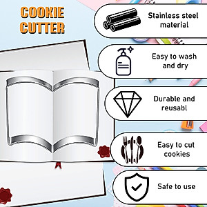 8 Piece Back to School Cookie Cutter Fondant Cutter Shapes Mini Plaque Frame Stainless Steel Biscuit Cutter and 6 Pieces Sugar Stir Needles Sugar Stirring Pins for Kitchen Baking