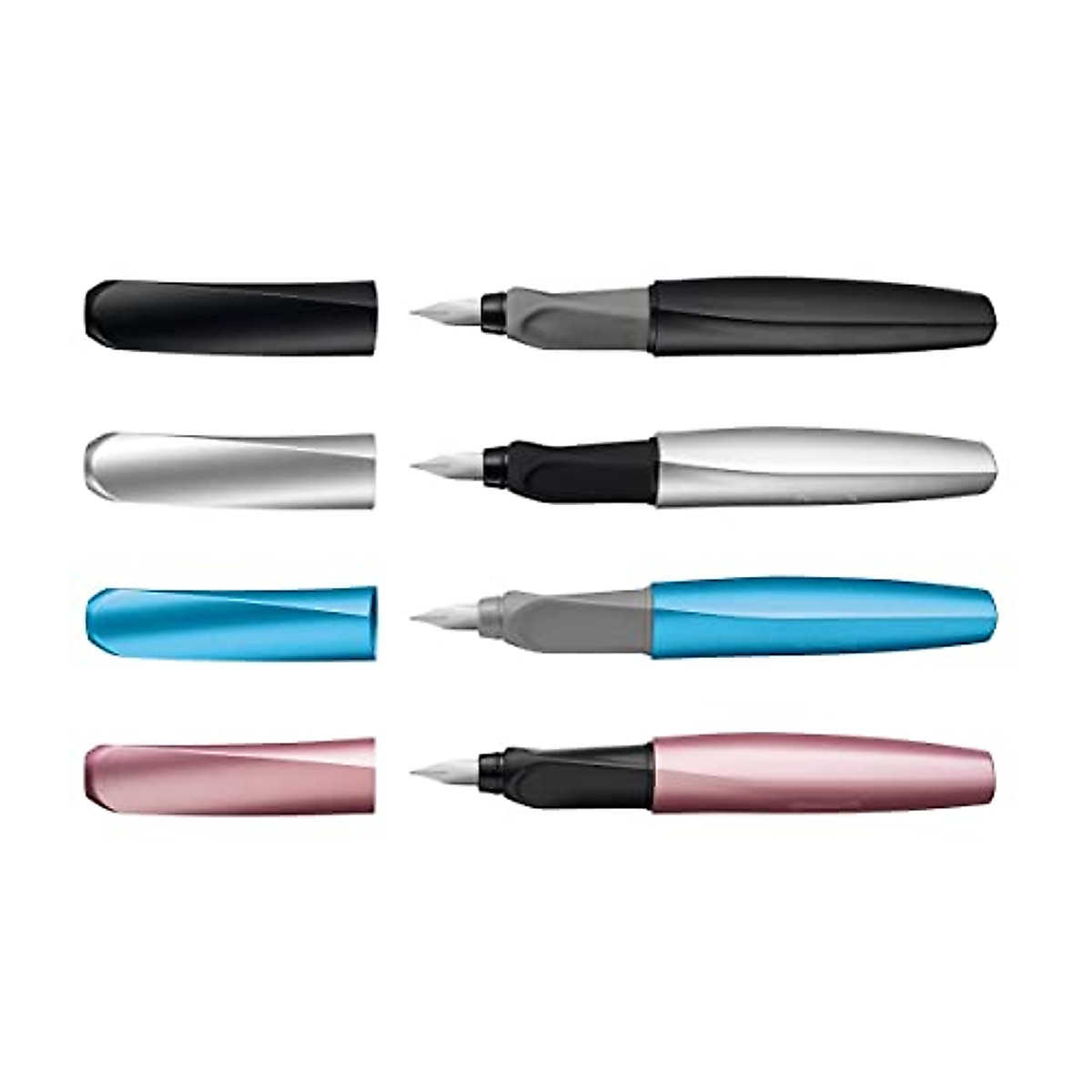 Pelikan Twist Fountain Pen with 1 Ink Cartridge, Medium Nib, Silver, Boxed (947101)