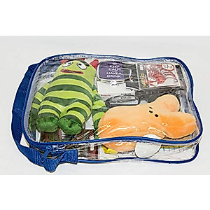 Clear Vinyl Zippered Storage Bags 9 x 11 x 2 Inch 5-Pack with Blue Trim and Handle, Perfect for Stadium and Events!