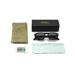 Baililai Small Rectangular Polarized Sunglasses for Men and Women with 100% UV Protection and HD Lens - Model 1404 (Black)