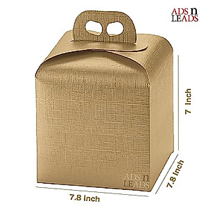 ADS N LEADS Golden Cake box Bakery for Tall Cakes Boxes with Handles - Non-corrugated gold cardboard packaging Pastries, Birthday Party Containers, Wedding, Valentine's Day (GOLD7.8 x 7.8 x 7 Inch)
