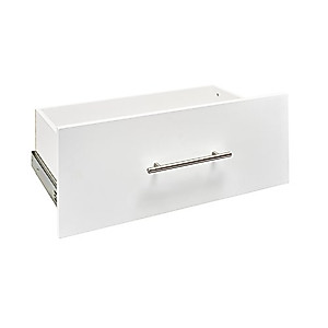 ClosetMaid SuiteSymphony Wood, Add On Accessory, Modern Style For Storage, Closet, Clothes, Size Units, Pure White/Satin Nickel, 25-Inch X 10-Inch Drawer