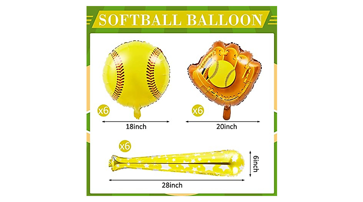 Softball Foil Balloons - Perfect for Sports Parties & Celebrations