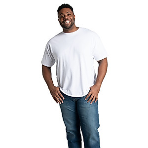 Fruit of the Loom Men's Size Big Eversoft Cotton Short Sleeve T Shirts, Breathable & Moisture Wicking with Odor Control, White, XX-Large Tall