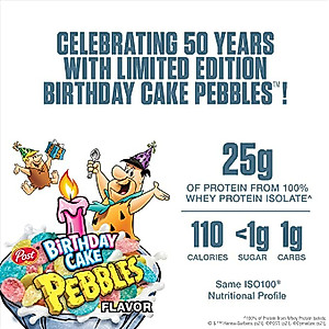 Dymatize ISO100 Hydrolyzed Protein Powder, 100% Whey Isolate Protein, 25g of Protein, 5.5g BCAAs, Gluten Free, Fast Absorbing, Easy Digesting, Birthday Cake, 1.6 Pound (packaging may vary)