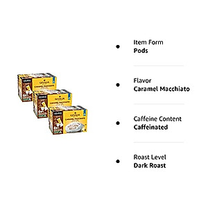 GEVALIA Caramel Macchiato Latte Coffee, K-CUP Pods, 5.98 oz, (18 Count,Pack - 3)