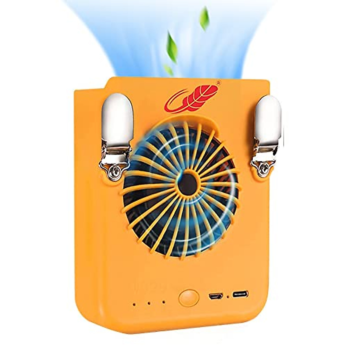 FANCYWING Portable Waist Clip Fan,8000mAh 3-in-1 Personal Portable Fan,Necklace Fan Rechargeable with Super Strong Airflow for Working, Hiking, Camping,Orange