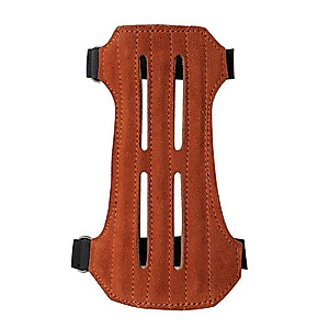 Toparchery Leather Protective Gear Arm Guard 2 Straps Hunting Target with Three Finger Gloves Tab Shooting Practice