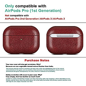 Haobobro Handcrafted AirPods Pro Leather Case Cover | Only Compatible with AirPods Pro (1st Gen) - Top Grain Leather AirPods Pro 1st Generation Case | Not for AirPods Pro (2nd Gen) - Brown