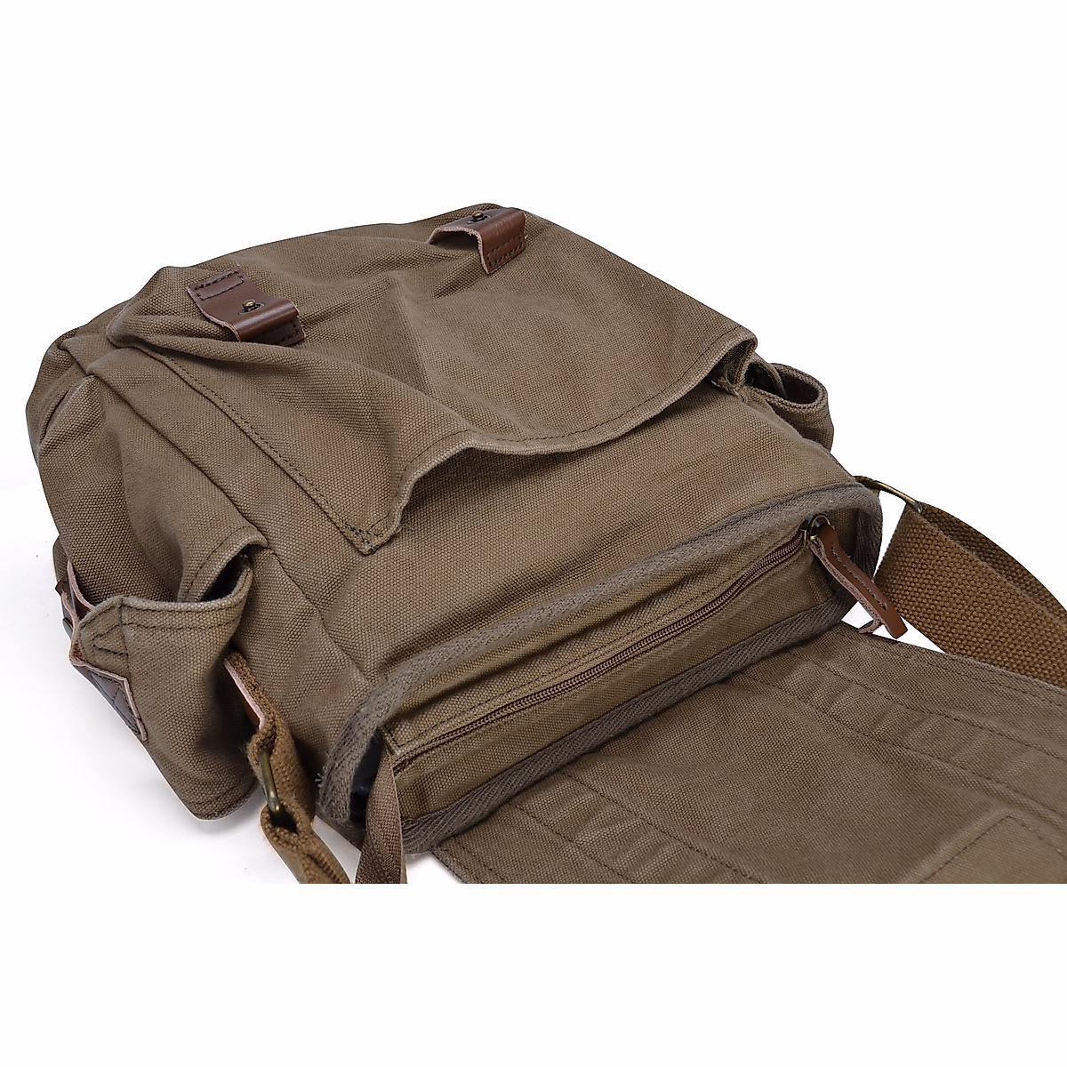 Gootium Canvas Messenger Bag - Small Vintage Shoulder Purse Crossbody Satchel, Olive Brown