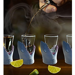 Puzzled Cool Shark Head Shot Glass - Novelty Glassware Home And Bar Liquer Accessory, Fun Ocean Life Shooter for Espresso And Alcohol Drinks - 4 Inches