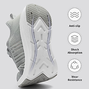 Lamincoa Womens Walking Sneakers Running Tennis Shoes Lightweight Memory Foam Casual for Gym Workout Yoga Light Grey Size 8