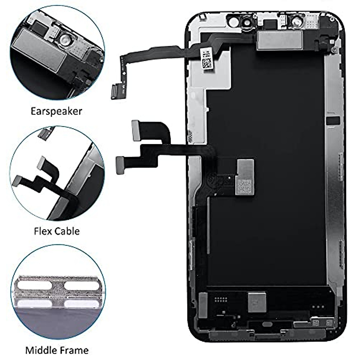 Full Screen Replacement OLED 3D Touch Assembly with Pre-Installed Ear Speaker and Proximity Sensor with Frame Adhesive and Repair Tools for iPhone Xs 5.8 inch