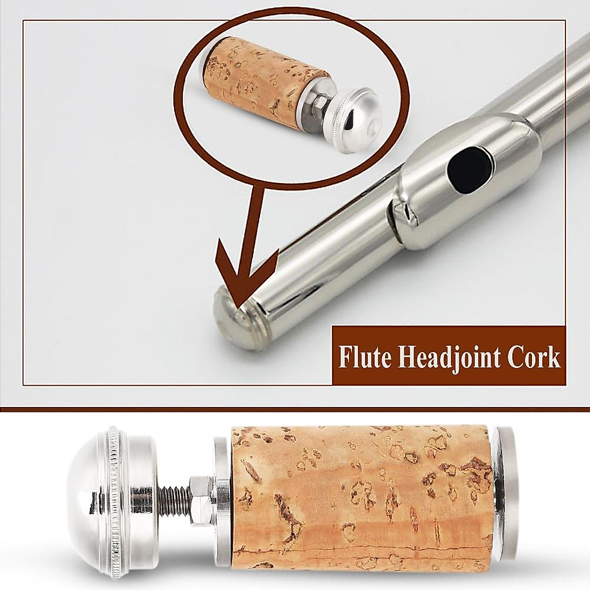 Flute Accessories,Gemeinhardt Flute Cork,Flute Headjoint Cork Plug Flute Stopper Plug and Crown Repair Parts for Flutes Musical Instrument Flute Crown Replacement gemeinhardt flute screw