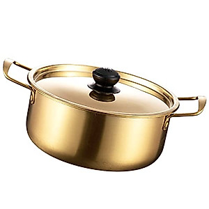 Luxshiny Pots Stainless Steel Gold Pot, Ramen Noodle Pot Korean Ramen Cooking Pot for Noodle Kitchen (18cm) Sauce Pan Sauce Pan Sauce Pan Sauce Pan Sauce Pan Sauce Pan Sauce Pan