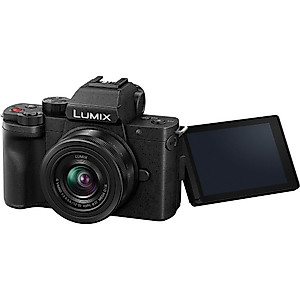 Panasonic DC-G100KK LUMIX G100 Mirrorless 4K Vlogging Camera with 12-32mm F3.5-5.6 Lens Bundle with Deco Gear Camera Bag + Photo Video Monopod + Microphone + 64GB Card + Software Kit & Accessories