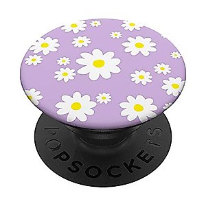 Purple Daisy Flower Cute Spring Floral Lavender Lilac Leaf PopSockets Swappable PopGrip