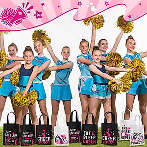 Buryeah 24 Pcs Cheer Bag Cheerleaders Bulk Cheerleading Gift Goodie Snack Treat Bag Non Woven Eat Sleep Cheer Bag for Girls(Black, White)