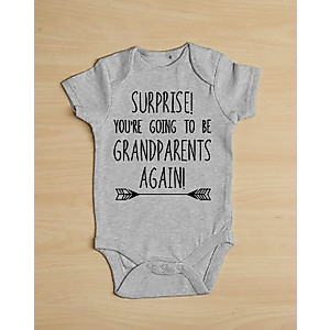 Pregnancy Announcement for Grandparents Size 0-3 Months: Your Going to Be Grandparents Again Baby Announcement for Family Romper Gray. Baby Boy Girl - Baby Announcement Onesie Baby Announcement Gifts