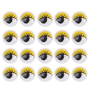TEHAUX 100pcs Animal Lash Accessories Mini Doll Eyeballs Wiggle Craft Stickers Eyes Yellow DIY Eyes DIY Animal Eyes Self Made Wiggle Eyes with Eyelashes DIY Cartoon Eyes