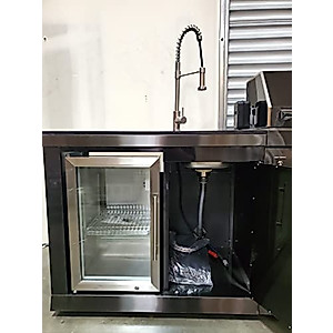 MCP Island Grills Black Stainless Steel 6 Burner 2 Modular Piece Marble Top BBQ Outdoor Electric Propane Grill Kitchen with Refrigerator, Sink, Side Burner, LED Lights on Knobs, & Protective Cover