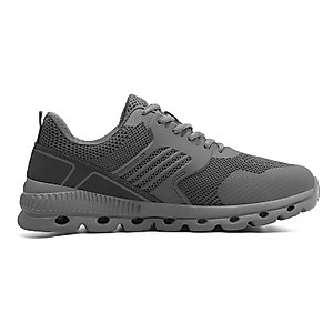 Steel Toe Sneakers for Men Women Lightweight Air Cushion Safety Shoes Breathable Steel Toe Shoes Comfortable Work Shoes Grey