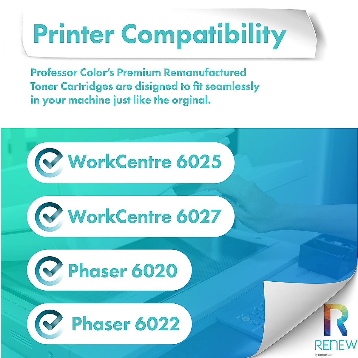 Professor Color Remanufactured Toner Cartridge Replacement for Xerox WorkCentre 6027 6025, Xerox Phaser 6022 6020 | 106R02759 106R02758 106R02757 106R02756 - Standard Capacity 4 Pack (5,000 Pages)