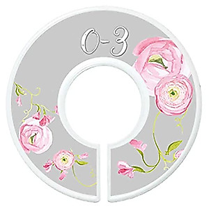 Mumsy Goose Nursery Closet Dividers, Closet Organizers, Baby Girl Clothes Organizers Pink Grey Floral