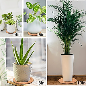 8 Pieces 4 Sizes Cork Plant Saucers Plant Mats Round Coasters Pad for Plants House Garden Indoors Pots DIY Craft Project (4 Inches,6 Inches,8 Inches,10 Inches)