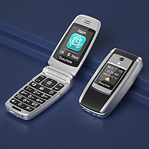 Easyfone T300 4G Big Button Flip Cell Phone for Seniors, Clear & Loud Sound and Hearing aid Compatible, SOS Button, SIM Card Included, Big Battery with a Charging Dock, FCC Certified (Black)