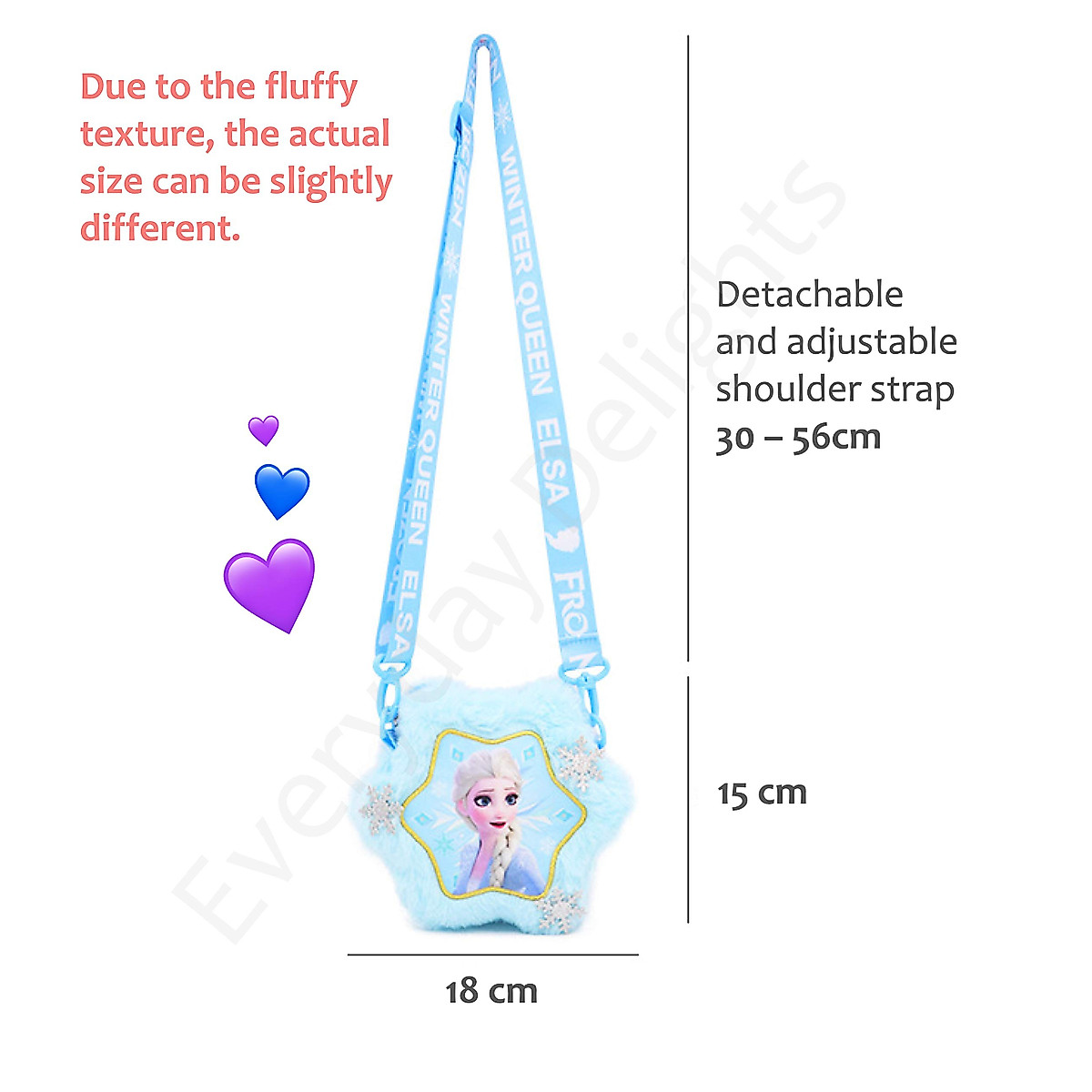 Frozen Elsa Plush Crossbody Shoulder Handbag in Snowflake Shape for Girls Kids Children – Pink