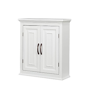 Teamson Home St. James Removable Wood Wall Cabinet 2 Doors 2 Adjustable Shelves 3 Storage Spaces, White