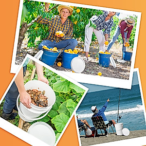 6 Pcs 5 Gallon Plastic Pail Lid 5 Gallon Bucket Lid for 3.5, 5, 6, and 7 Gal Buckets with 2 Plastic Bucket Lid Opener Industrial Can Opener for Home Industrial Use, Food Storage Container