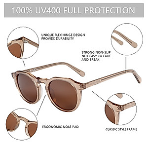 ZENOTTIC Vintage Round Polarized Sunglasses for Men Women UV400 Protection Retro Sun Glasses