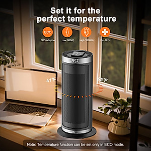 Portable 1500W Electric Space Heater with Remote Control & Thermostat, 4 Heating Modes, 12-Hour Timer, 90° Oscillation, Digital Display, PTC Ceramic for Fast Heating - Ideal for Bedrooms and Offices