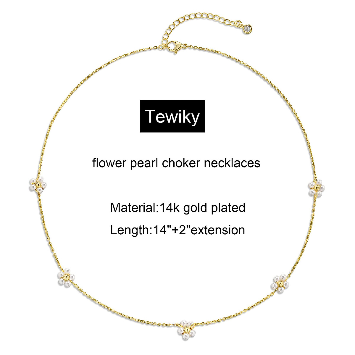 Tewiky Pearl Choker Necklaces Dainty Simple 14k Gold Plated Pearl Necklace Trendy Cute Gold Necklace Jewelry for Women
