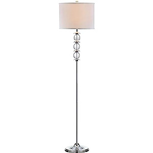 SAFAVIEH Lighting Collection Riga Clear Crystal/ Chrome 60-inch Living Room Bedroom Home Office Standing Floor Lamp (LED Bulb Included)
