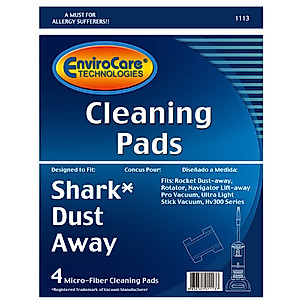 EnviroCare Replacement Cleaning Pads Compatible with Shark Dust Away Steam Mops, Rocket Dust-Away, Rotator, Navigator Lift-Away Pro Vacuum, Ultra Light Stick Vacuum, Hv300 Series 4 Pack