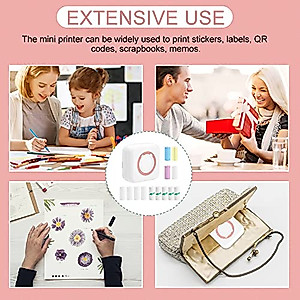 NINEFOX Portable Thermal Printer, Pocket Printer with 13 Rolls Paper Bluetooth Wireless Smart Printer Compatible with iOS + Android for Photo Office Label Study Notes Kids Gift