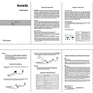 Tenda PoE Injector 48V, IEEE802.3at Gigabit PoE Injector up to 30W, Compatible with IEEE 802.3af, RJ45 Port, Passive PoE 10 / 100Mbps, Distance Up to 100 Meters, Plug and Play(PoE30G-AT)