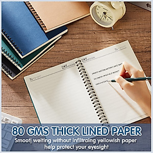 12 Pack Hardcover Spiral Notebook College Ruled A5 Spiral Journal Notebook Lined Notebooks Journals for Office School Supplies, 100 Pages/ 50 Sheets, 8.3 x 5.5 Inches