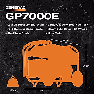 Generac GP7000E 389CC CO 50ST with cord