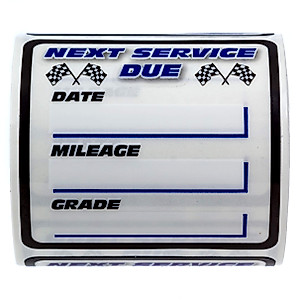 Oil Change/Service Reminder Stickers / 250 Clear Window Labels / 2" x 2" Checkered Flag Oil Change Reminders
