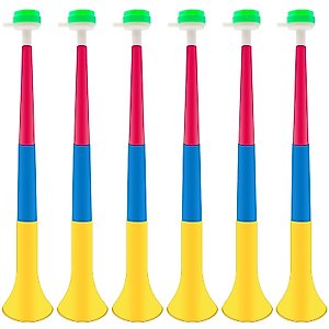 6 PCS Plastic Collapsible Stadium Horns, Collapsible Air Horns Noisemaker Toys for Sporting Events Football Games Graduation School Sports Party Decorations Supplies Favors (Random Color Matching)