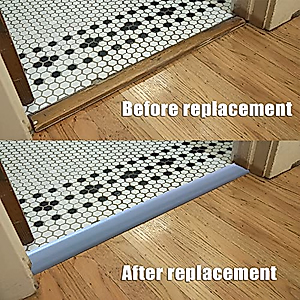 Vinyl-Door-Threshold-Ramp Self-Adhesive 36 inch, Threshold 1/2'' ~ 3/5'', Thresholds Ramps for Doorways, Wheelchair Ramp Edge-Reducer Threshold-Transition-Strip for Home/Door/Carpet/Tile/Floor (Grey)